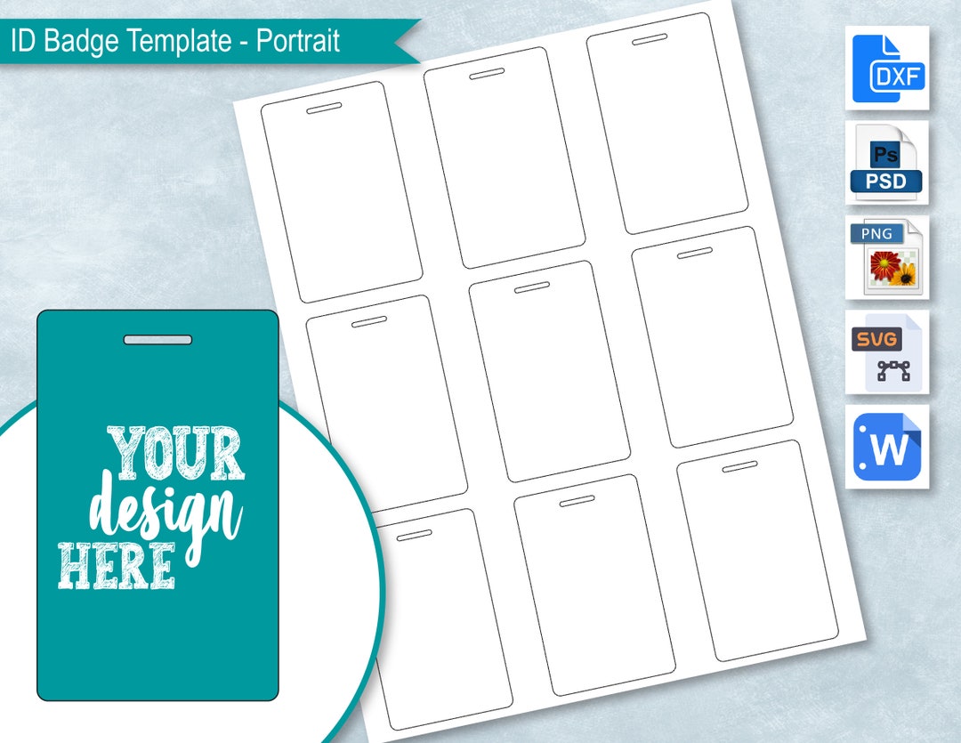 ID Badge Portrait Blank Template, Badge Card Sublimation, DIY Badge ...