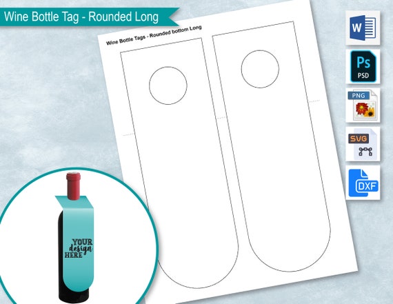Wine Bottle Long Round Gift Tag Template Wine Bottle Label | Etsy