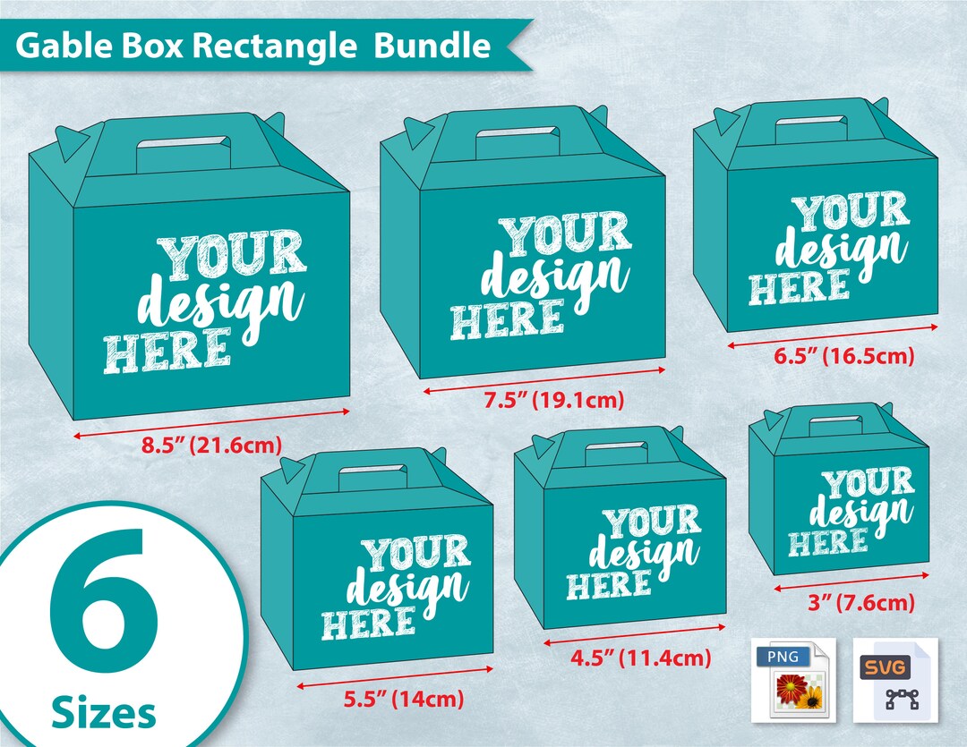 Bundle Rectangle Gable Box Templates, 6 Sizes Gable Gift Box Templates ...