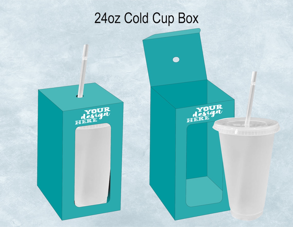 24oz Cold Cup Gift Box With Window Template 11x17 - Etsy