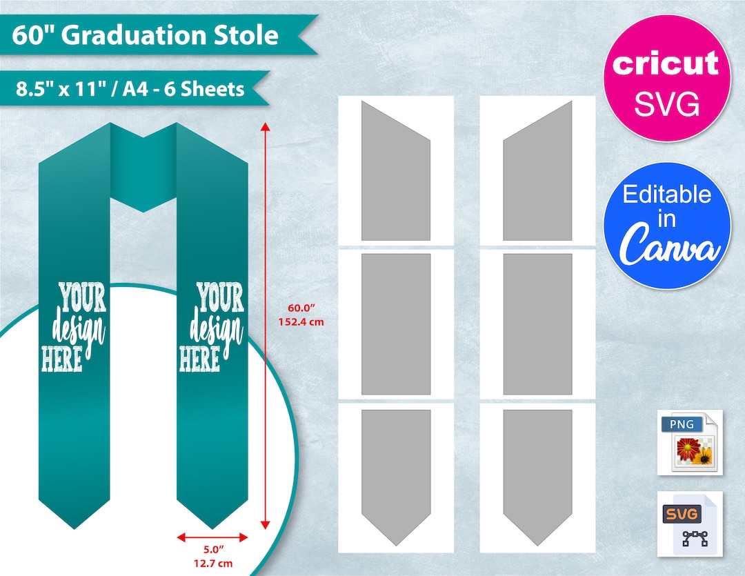 60 Inch Graduation Stole Blank Template, 60" Convocation Stole ...