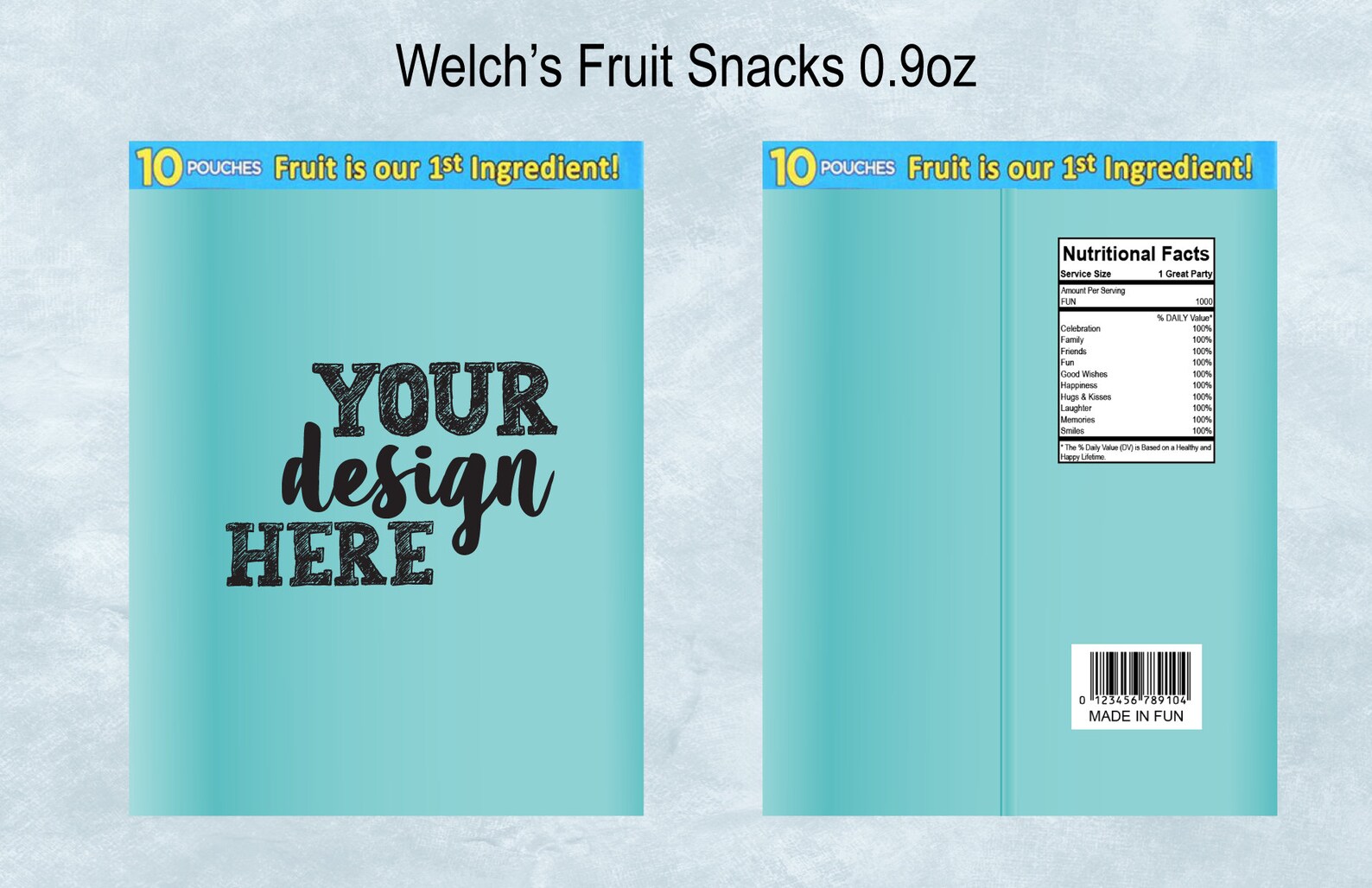 Fruit Snacks 0.9oz 25.5g Blank Wrapper Template With Nutrition Facts ...