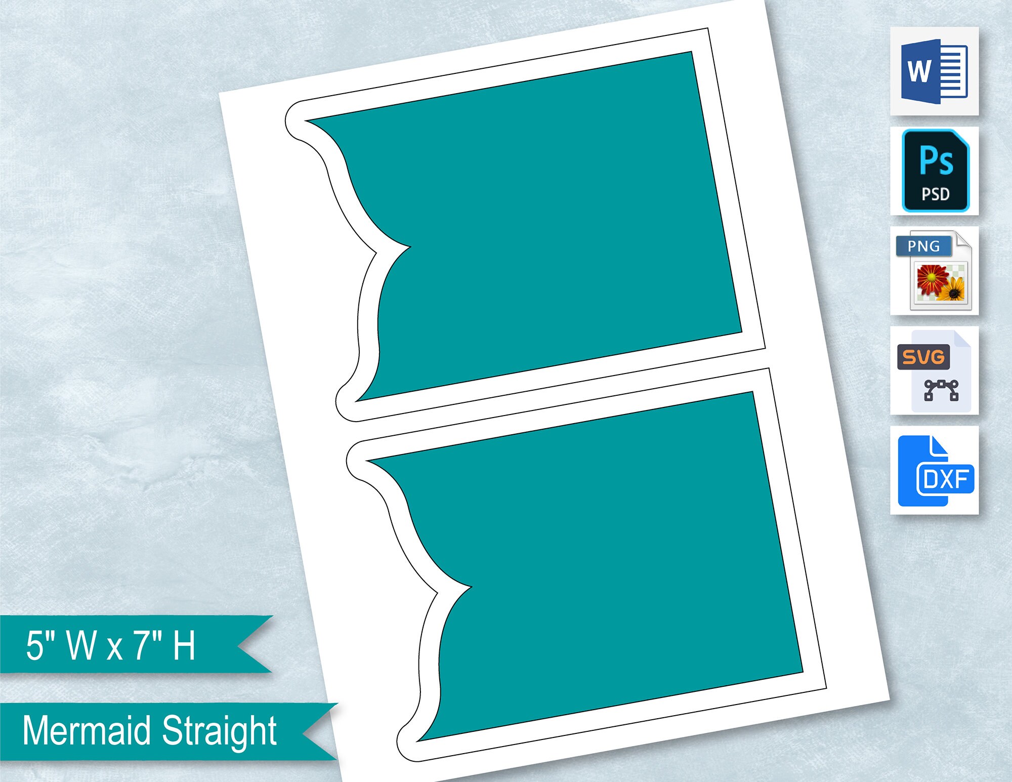 Mermaid Tail 5 X 7 Banner Blank Template Dove - Etsy