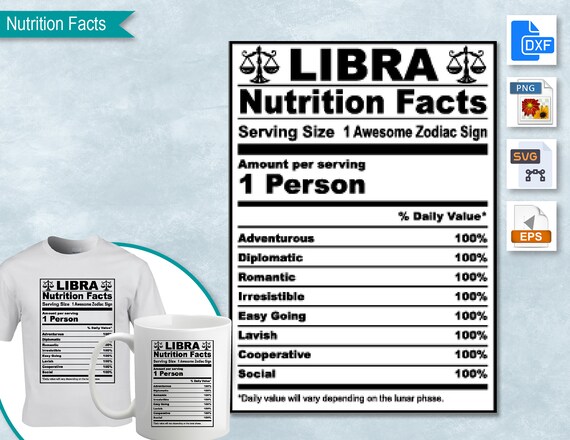 Libra Zodiac Nutrition Facts SVG Nutritional Fact Label - Etsy