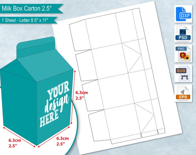 Milk Box Template, Milkbox, Carton Box, Juice Box, Cricut, Silhouette ...
