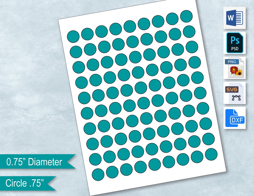 0.75 Inch Circle Blank Template, 19 Mm Round Sticker Collage, 0.75 ...