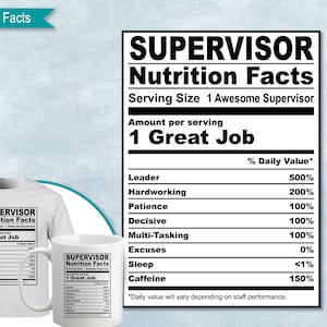 Supervisor Nutrition Facts, SVG Nutritional Fact Label Template ...