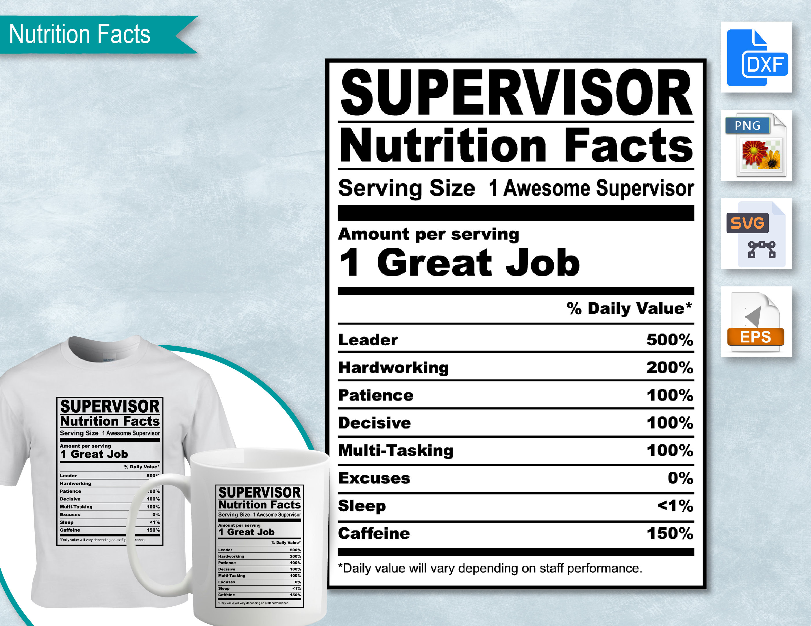 Supervisor Nutrition Facts, SVG Nutritional Fact Label Template ...