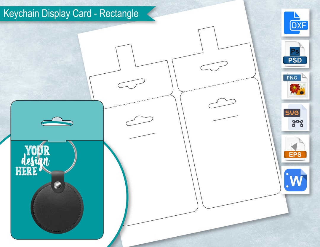 Rectangle Wide Keychain Display Card Blank Template, Sublimation ...