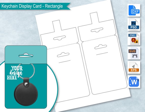 Rectangle Wide Keychain Display Card Blank Template | Etsy