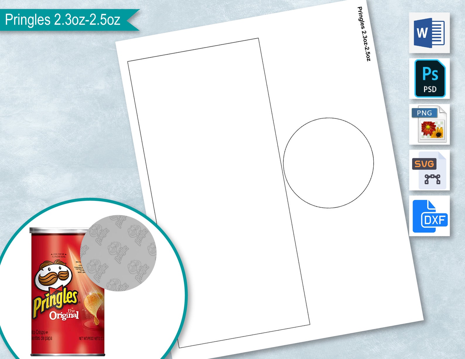 Pringles 2.3oz 65g Topper Template Printable Favor Bag DIY | Etsy