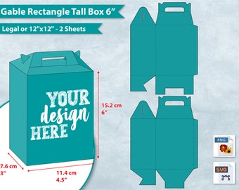 Bundle Square Tall Gable Box Templates, 3 Sizes Gable Gift Box ...