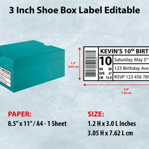 3 Inch Blank Shoe Box Label Template, Editable Color & Text, Custom 3 ...
