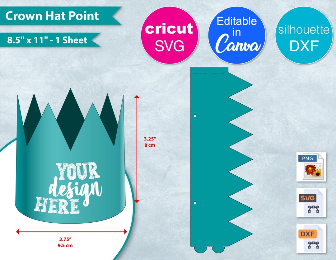 Crown Party Hat Blank Template, Princess Birthday Hat, No Glue Custom ...