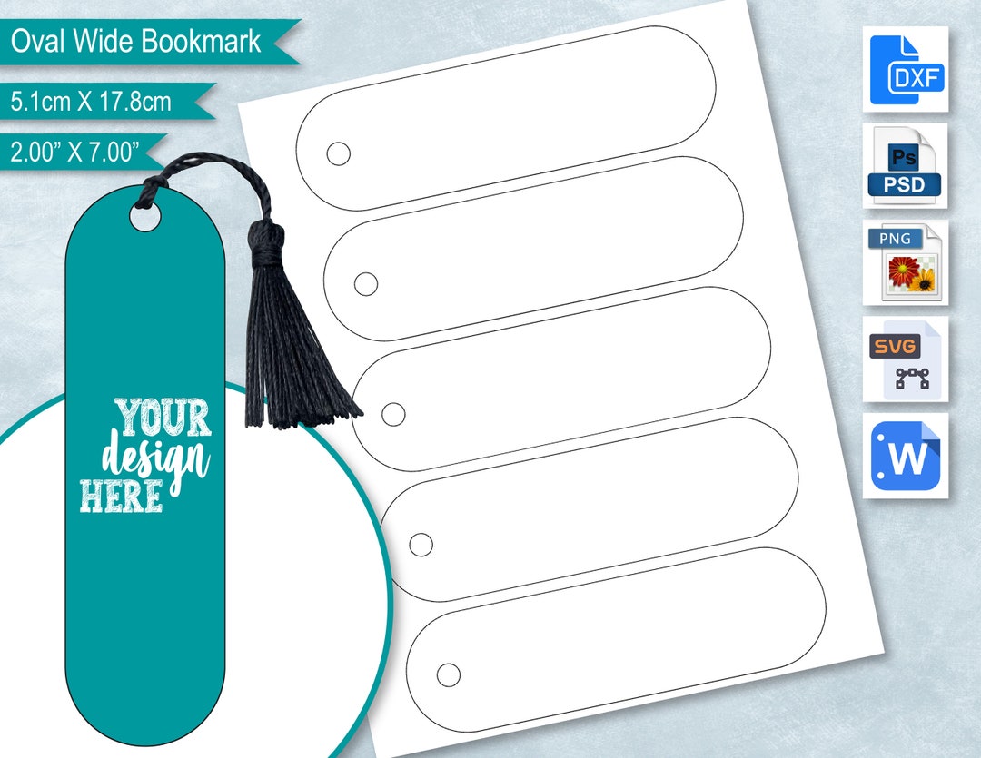 Oval Wide Rectangular Bookmark Blank Template, DIY Create Your Own ...