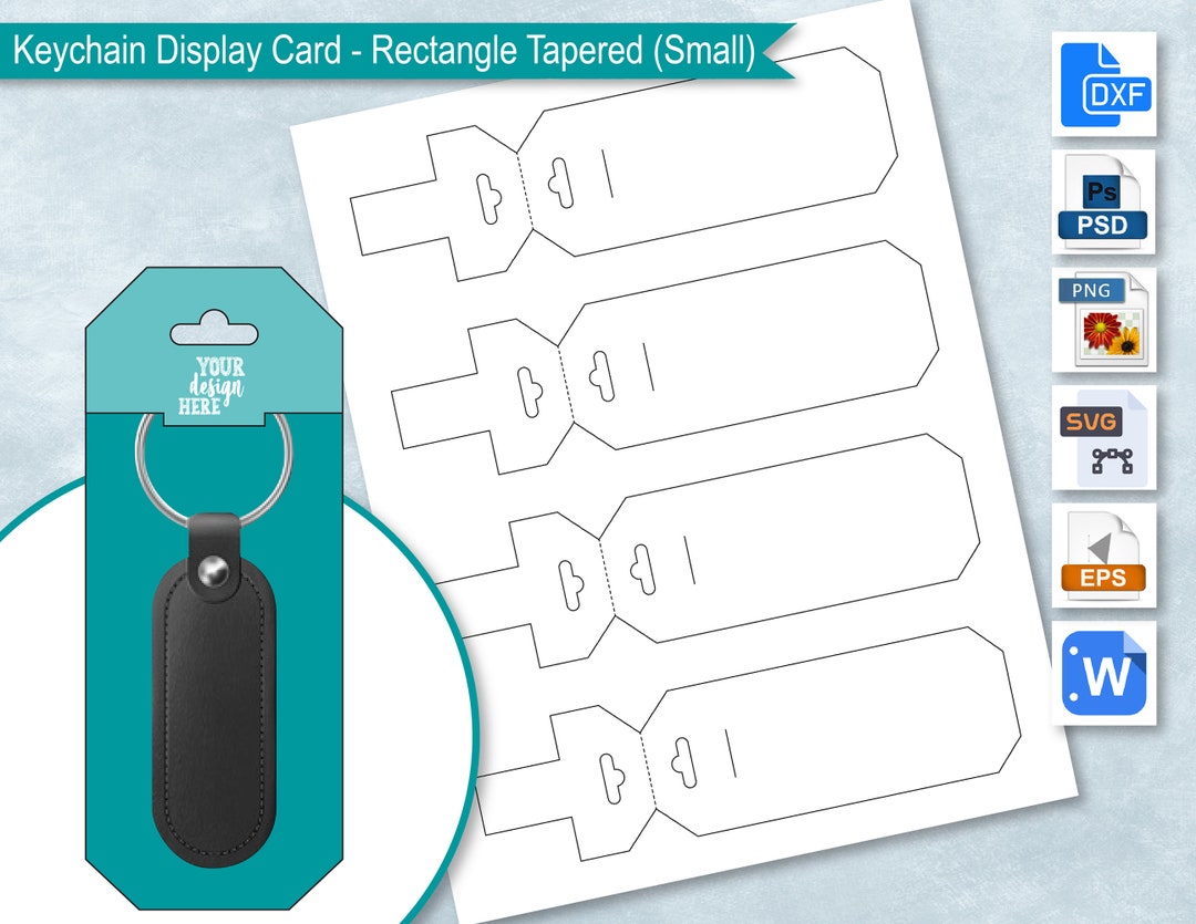 Rectangle Tapered Keychain Display Card Blank Template, Sublimation ...