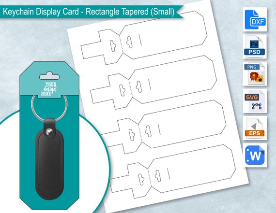 Rectangle Tapered Keychain Display Card Blank Template - Etsy