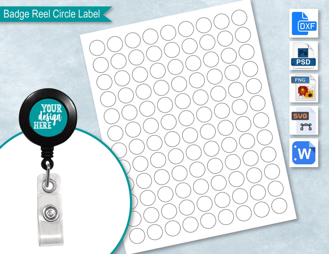 Badge Reel Circle Blank Template Labels, Badge Reel Circular Sticker ...
