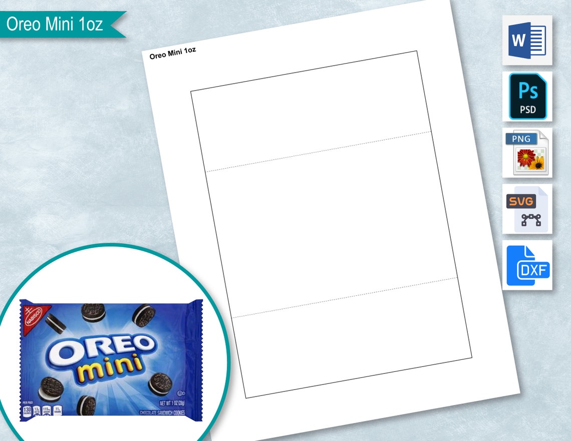 Oreo Mini 1oz 28g Wrapper Template Sticker Label Create Your | Etsy