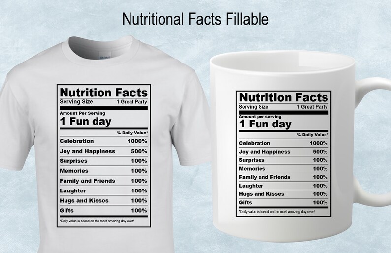 Editable Nutrition Facts, Blank Fillable Nutritional Fact Label ...