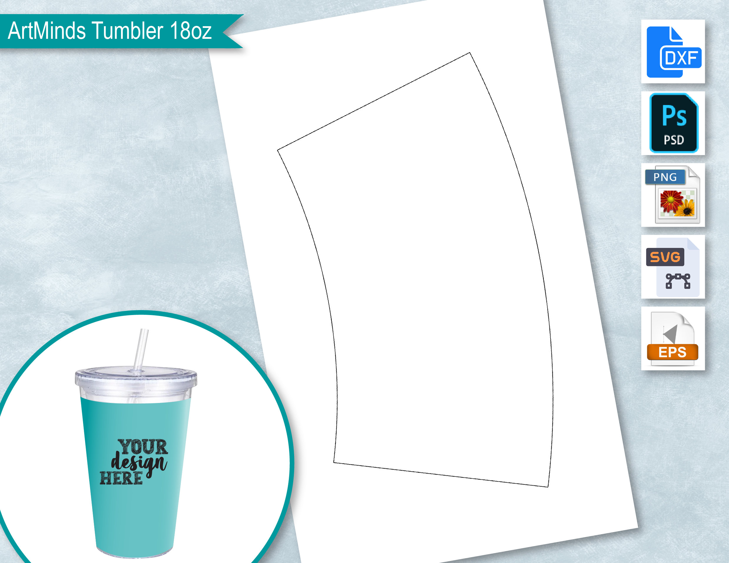 18oz Artminds Acrylic Tumbler Blank Wrapper Template Art - Etsy