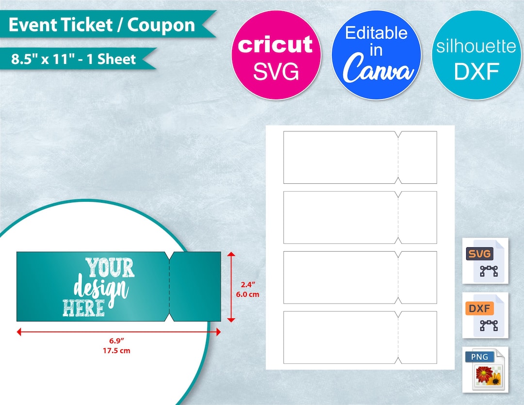 Event Ticket Blank Template, 8.5"x11" Sheet, Party Invitation Ticket ...