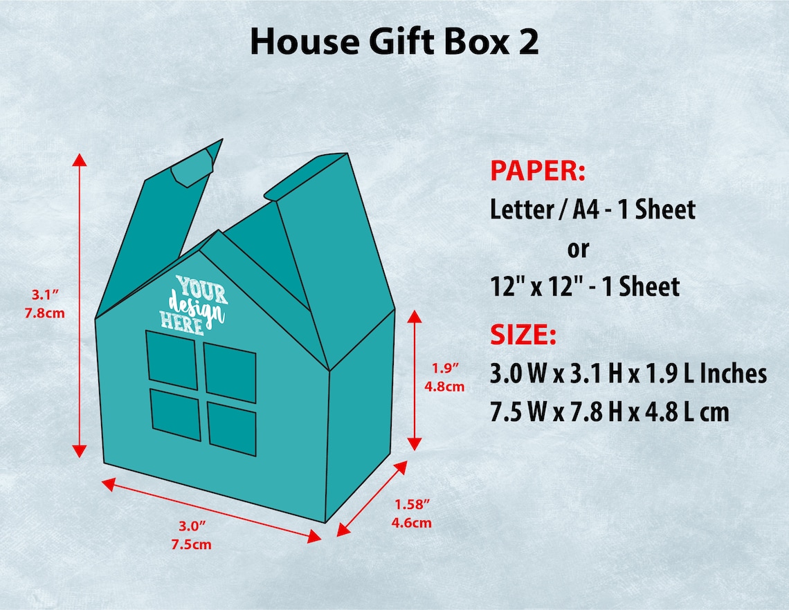 House Gift Box 2, 8.5"x11" Sheet, House With Window Favor Box, Party ...