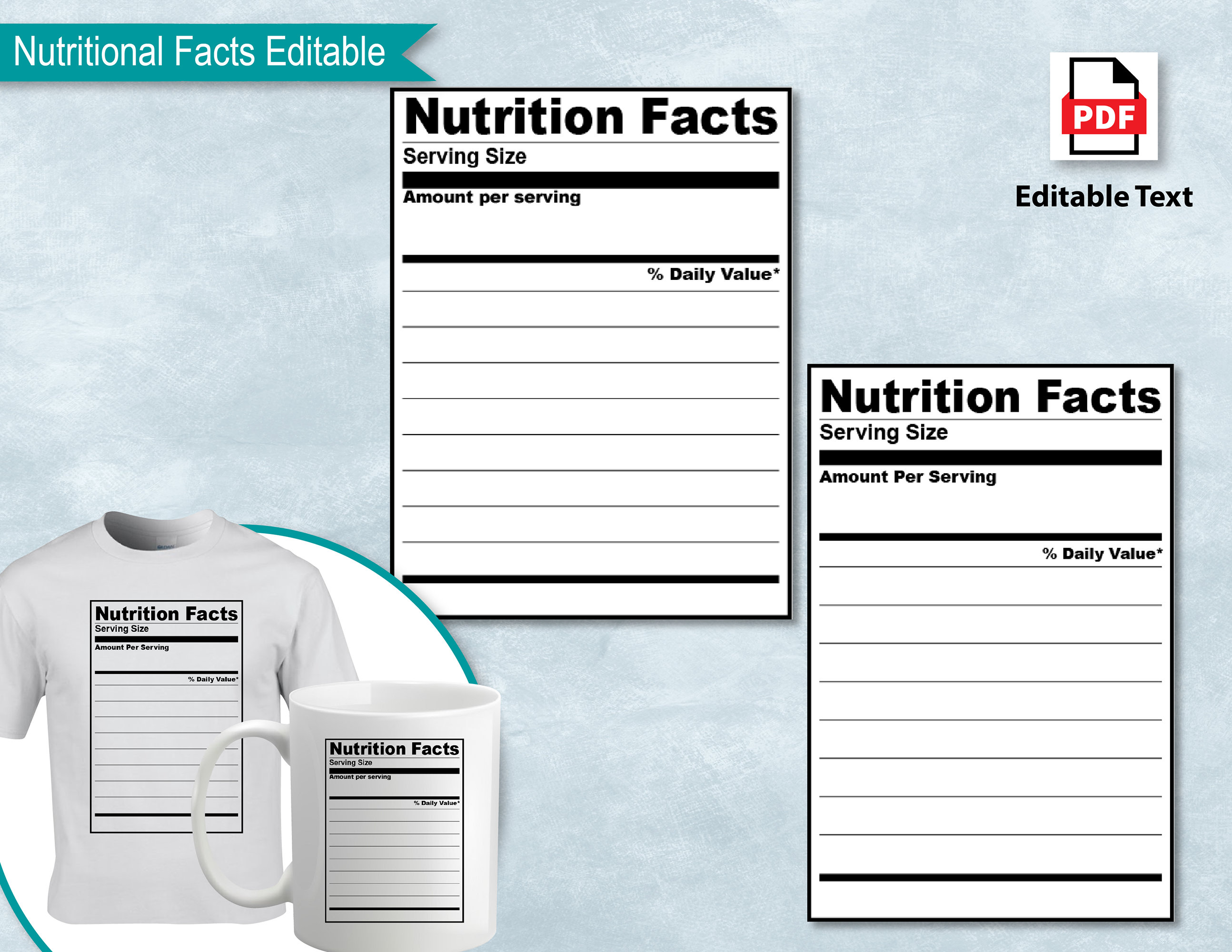 Editable Nutrition Facts, Blank Fillable Nutritional Fact Label ...
