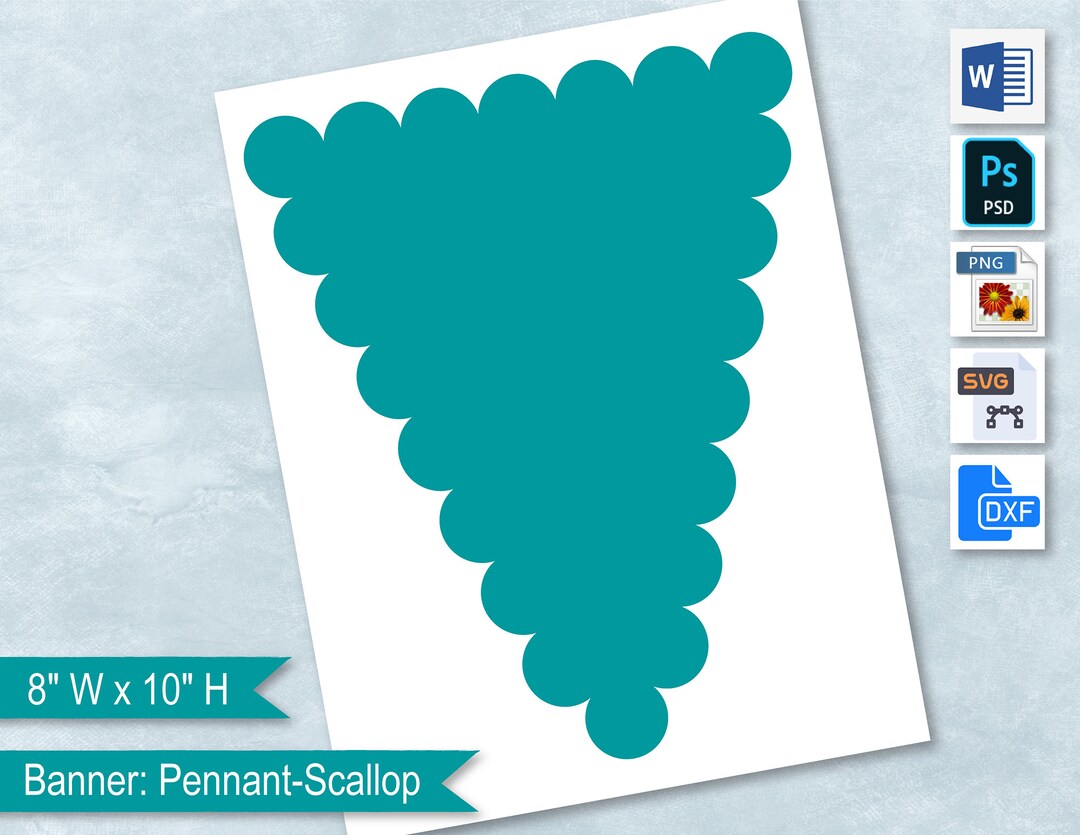 Pennant Scallop 8" X 10" Banner Blank Template, Triangle Scalloped ...