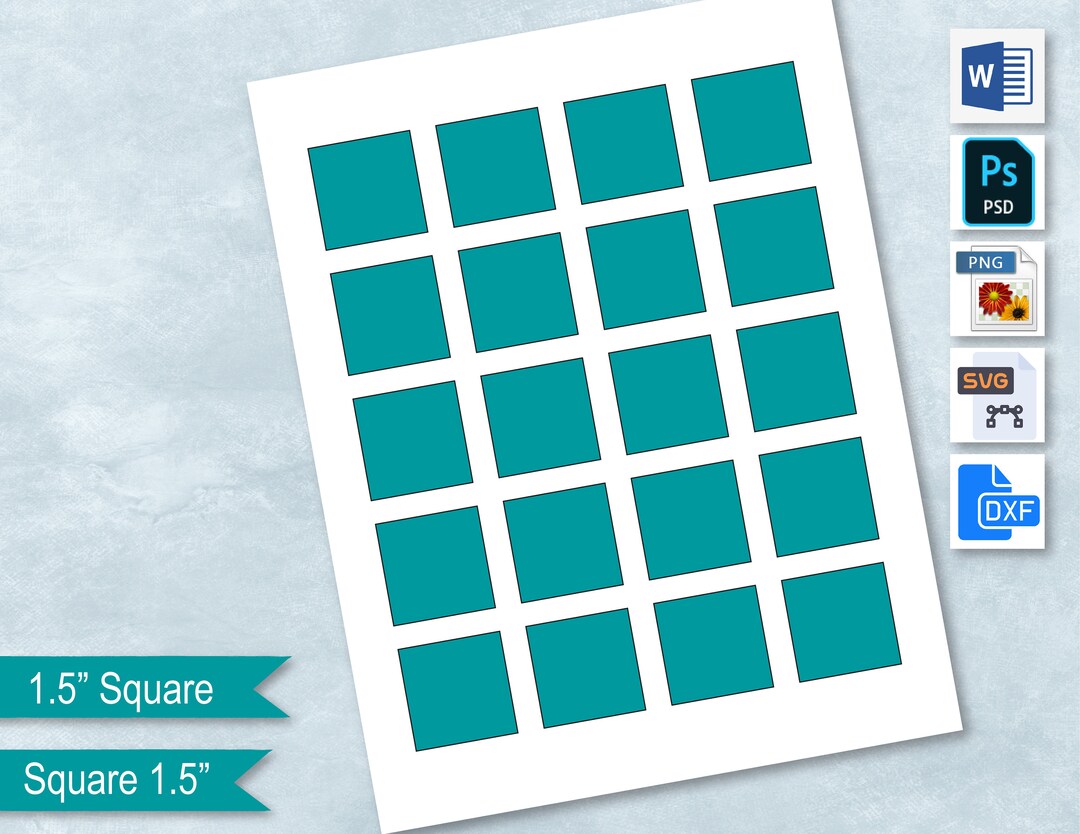 1.5 Inch Square Blank Template, 38 Mm Square Sticker Collage, 1.5 ...