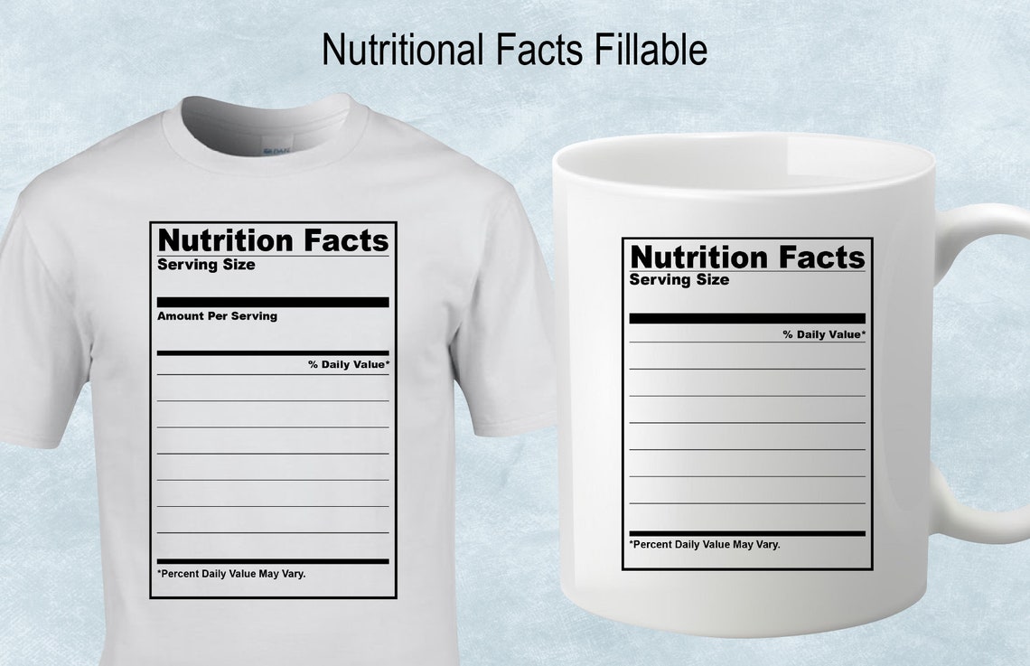 Blank Fillable Nutrition Facts, Editable Nutritional Fact Label ...