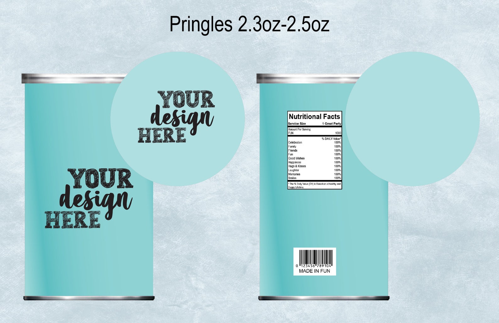 Chip Can 2.3oz 65g Topper Template With Nutritional Facts, Chip Tube ...