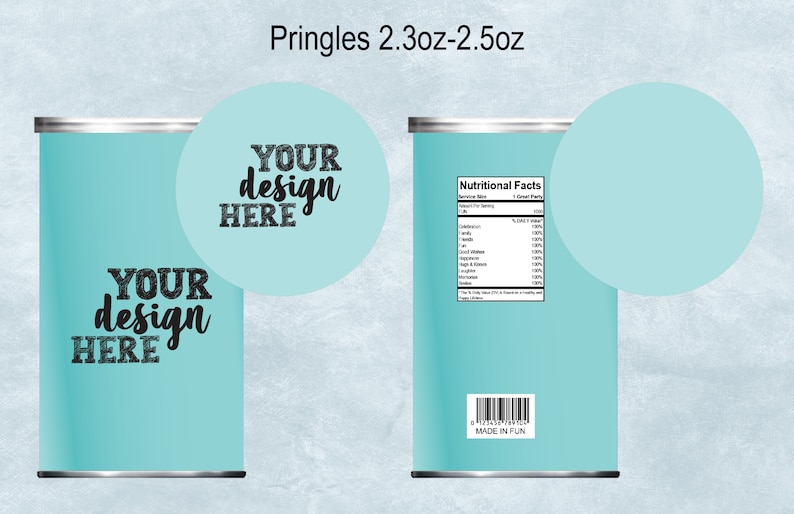 Chip Can 2.3oz 65g Topper Template With Nutritional Facts, Chip Tube ...