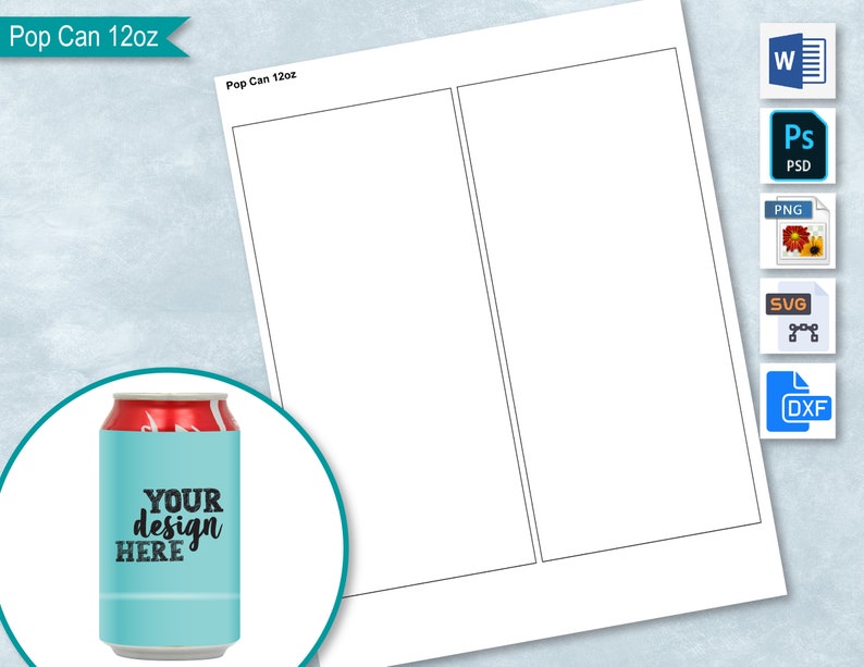 Pop Can 12oz 355ml Label Template, Drink Can Sticker Label Printable ...