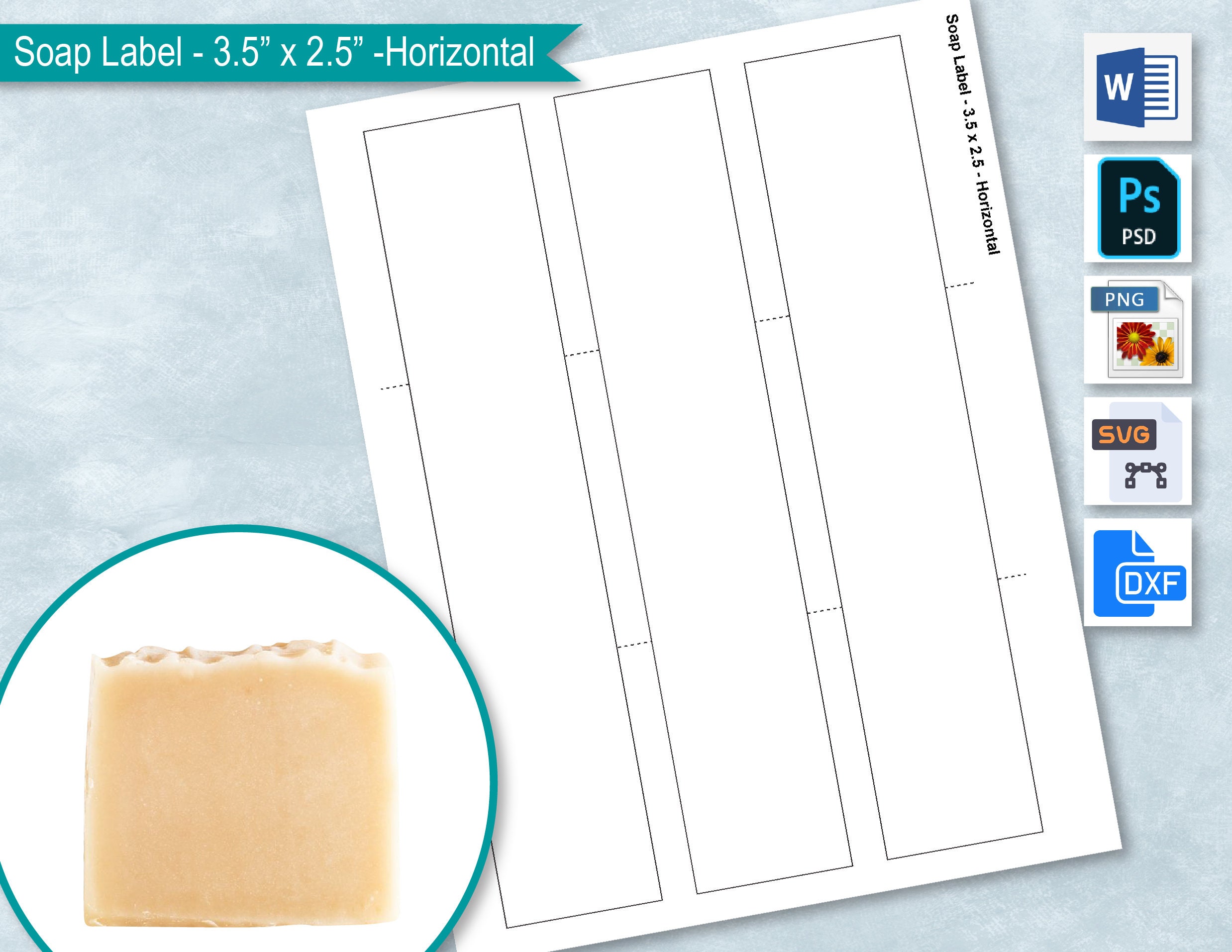 Soap Bar Wrapper Template 4.0" X 2.5" Horizontal, Soap Blank Label ...
