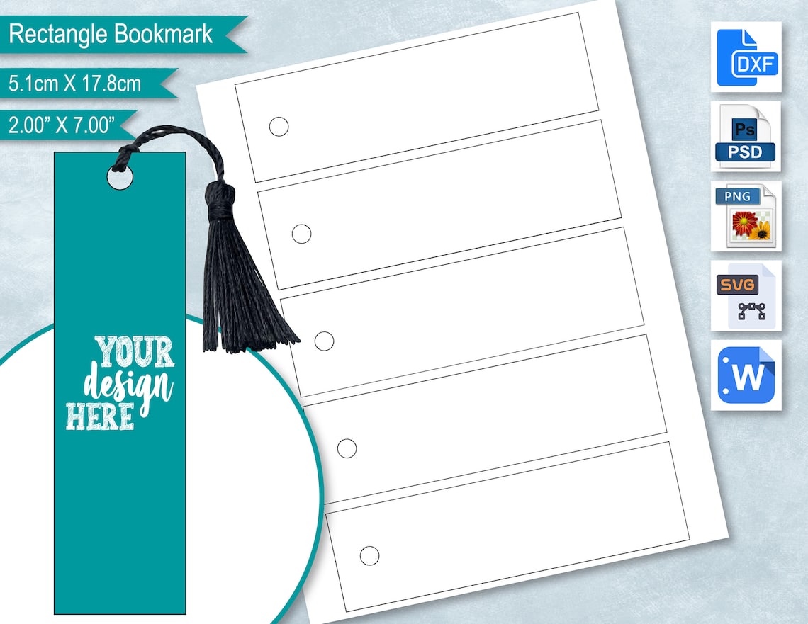 Rectangle Bookmark Blank Template Rectangular Bookmark DIY - Etsy