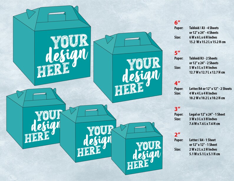 Bundle Square Gable Box Templates 5 Sizes Gable Gift Box - Etsy