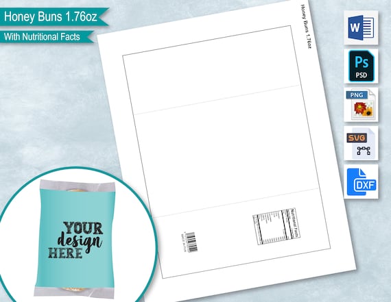Honey Bun 1.76oz 50g Wrapper Template With Nutritional Facts | Etsy