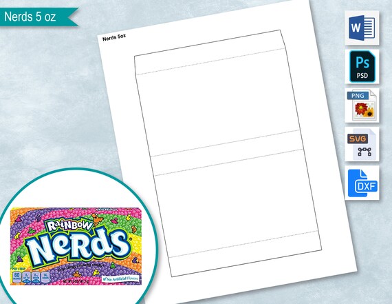 Nerds Candy Box 5oz 141.7g Blank Wrapper Template Sticker | Etsy