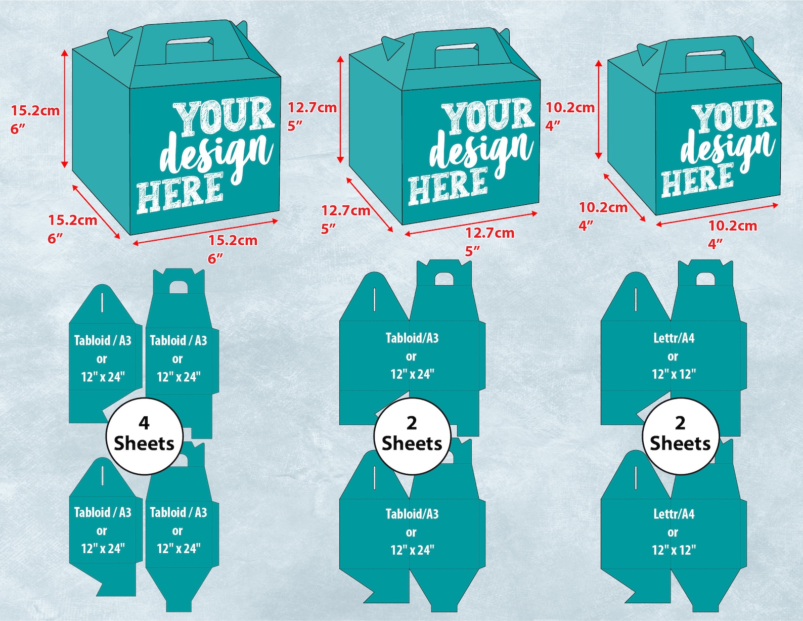 Bundle Square Gable Box Templates 5 Sizes Gable Gift Box - Etsy