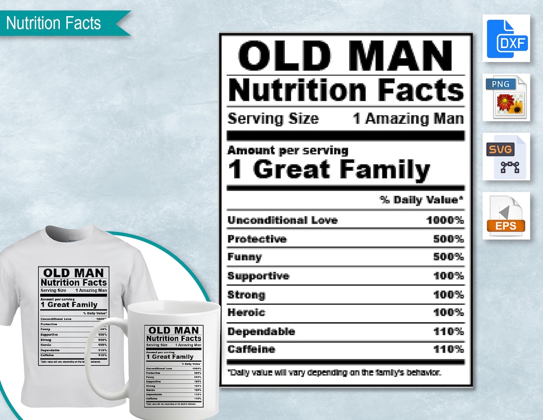 Old Man Nutrition Facts, SVG Nutritional Fact Label Template ...