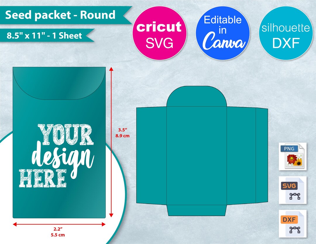 Seed Envelope Blank Template, 8.5"x11" Sheet, Custom Seed Packet, Seed ...