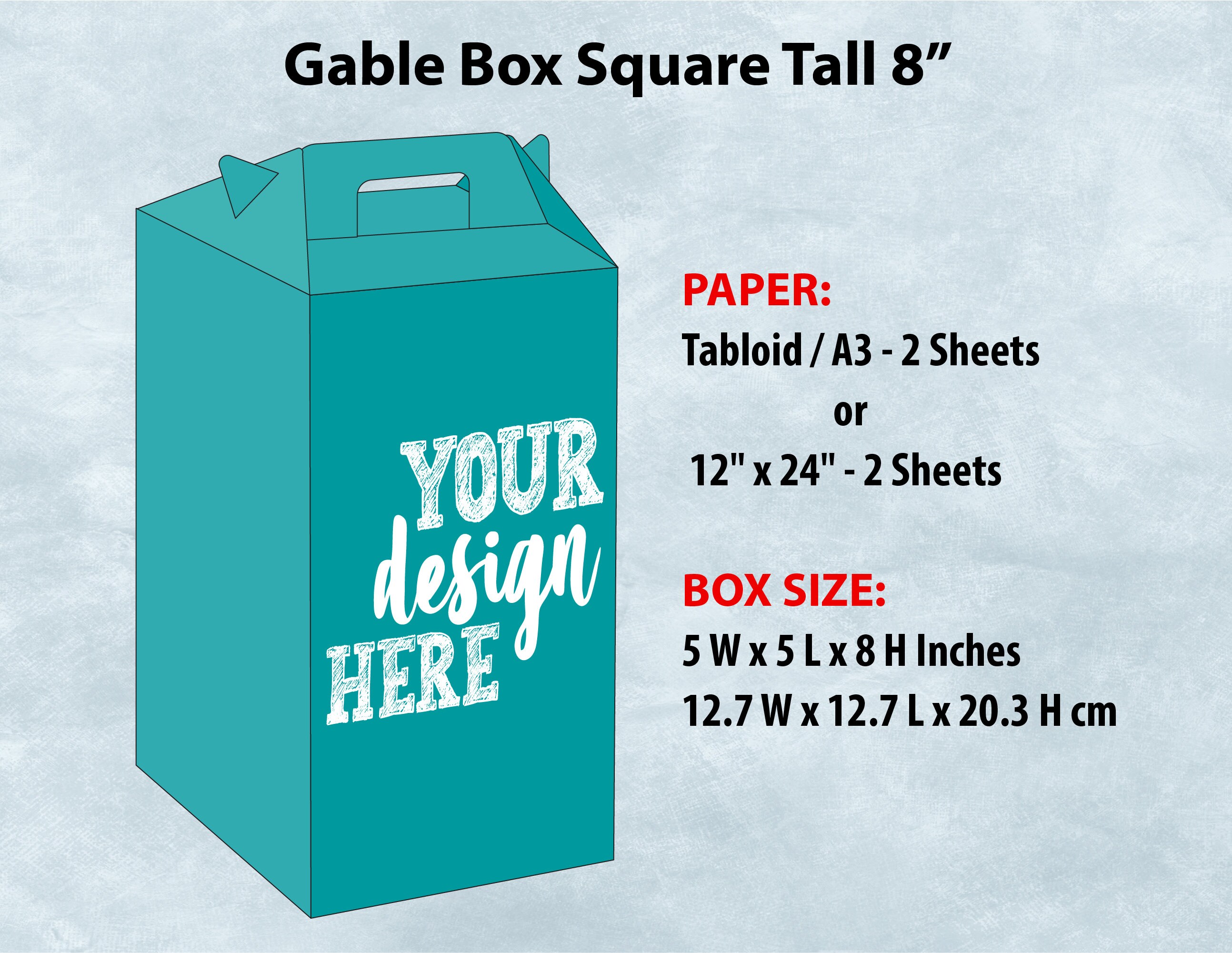 8 Square Tall Gable Box Template 8 Inch Gable Gift Box - Etsy UK