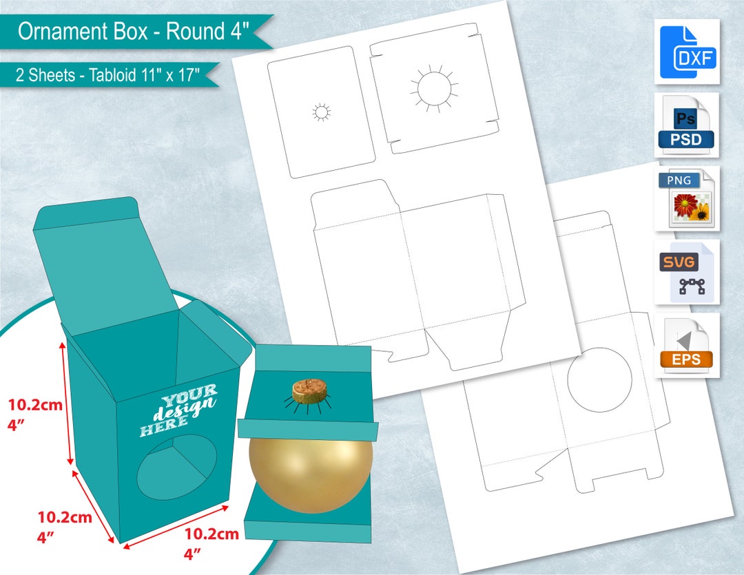 4" Round Ornament Box With Window Template, 11"x17" Sheet, 4 Inch ...