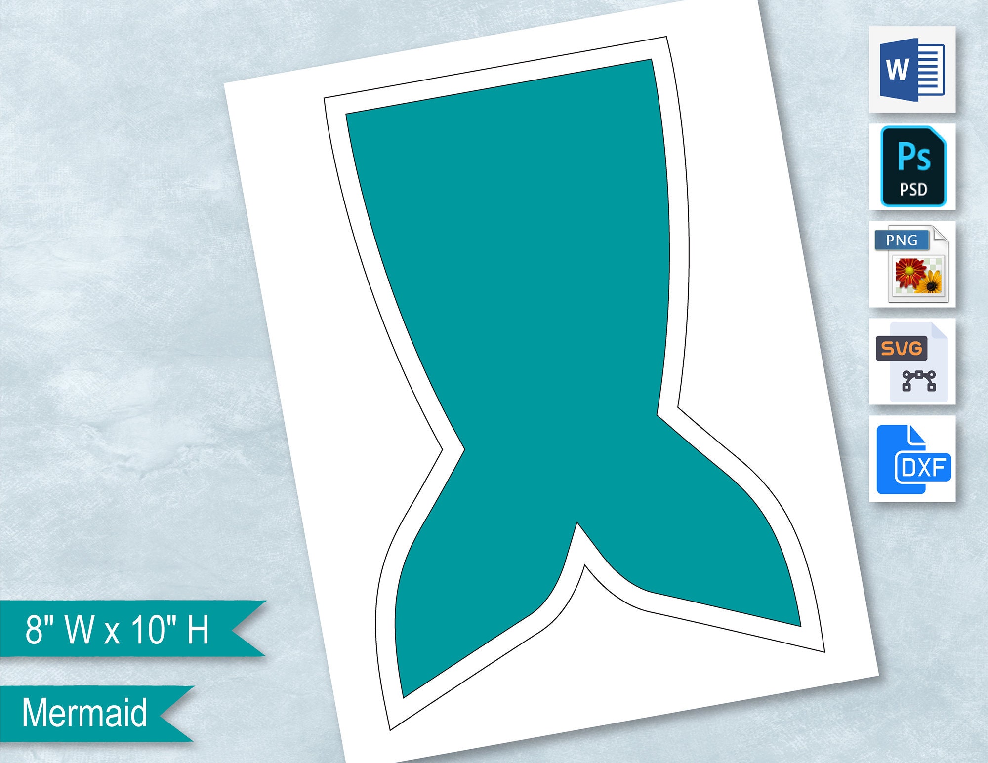 Mermaid Tail 8 x 10 Banner Blank Template Mermaid | Etsy