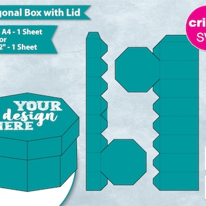 Octogonal Gift Box With Lid, 8.5"x11" Sheet Printable, Octogon Favor ...
