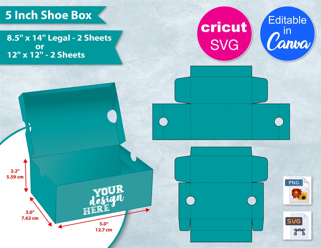 5 Inch Shoe Box Blank Template, 5" Sneaker Box No Glue, 8.5"x 14" Sheet ...
