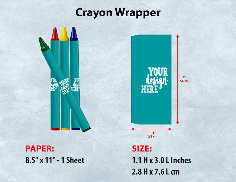 Crayon Wrapper Blank Template, Crayon Label Sticker, Party Favor, DIY ...