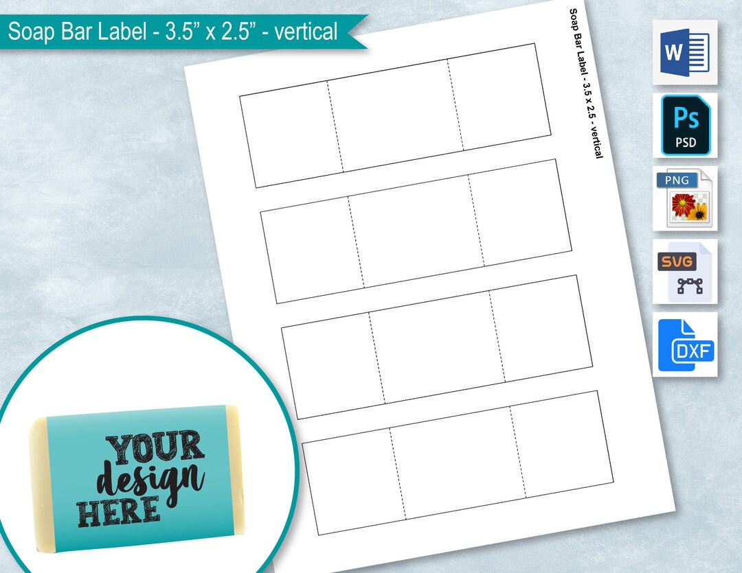 Soap Bar Wrapper Template 3.5" X 2.5" Vertical, Bar Soap Blank Label ...