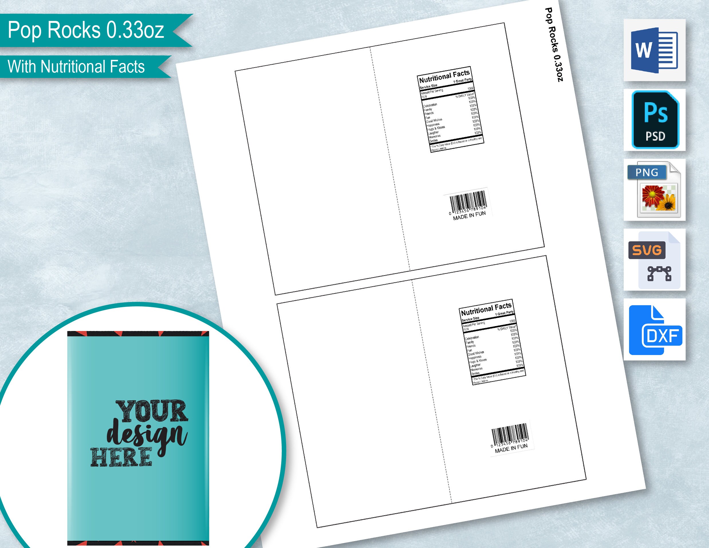 Pop Rocks Popping Candy 0.33oz 9.5g Blank Wrapper Template - Etsy Polska
